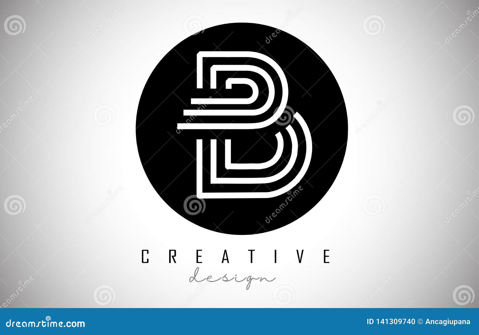 B Letter Logo Monogram Vector Design. Creative B Letter Icon on Black ...