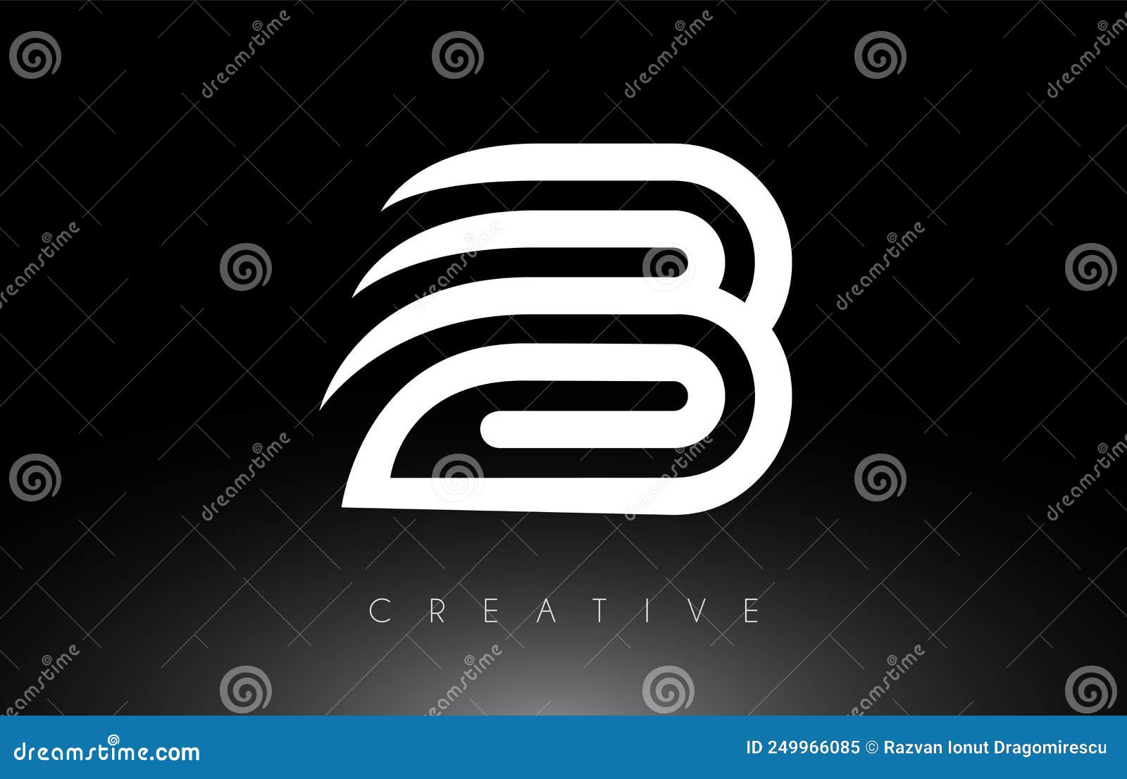 B Letter Logo with Swoosh Creative Lines and Monogram Look Vector Stock ...