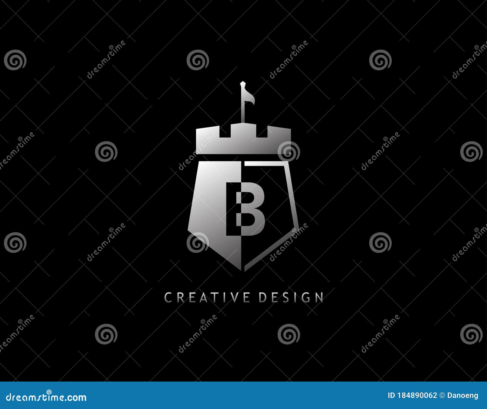 B Letter Silver Shield Icon. Negative Spave Elegant Shield Shape ...
