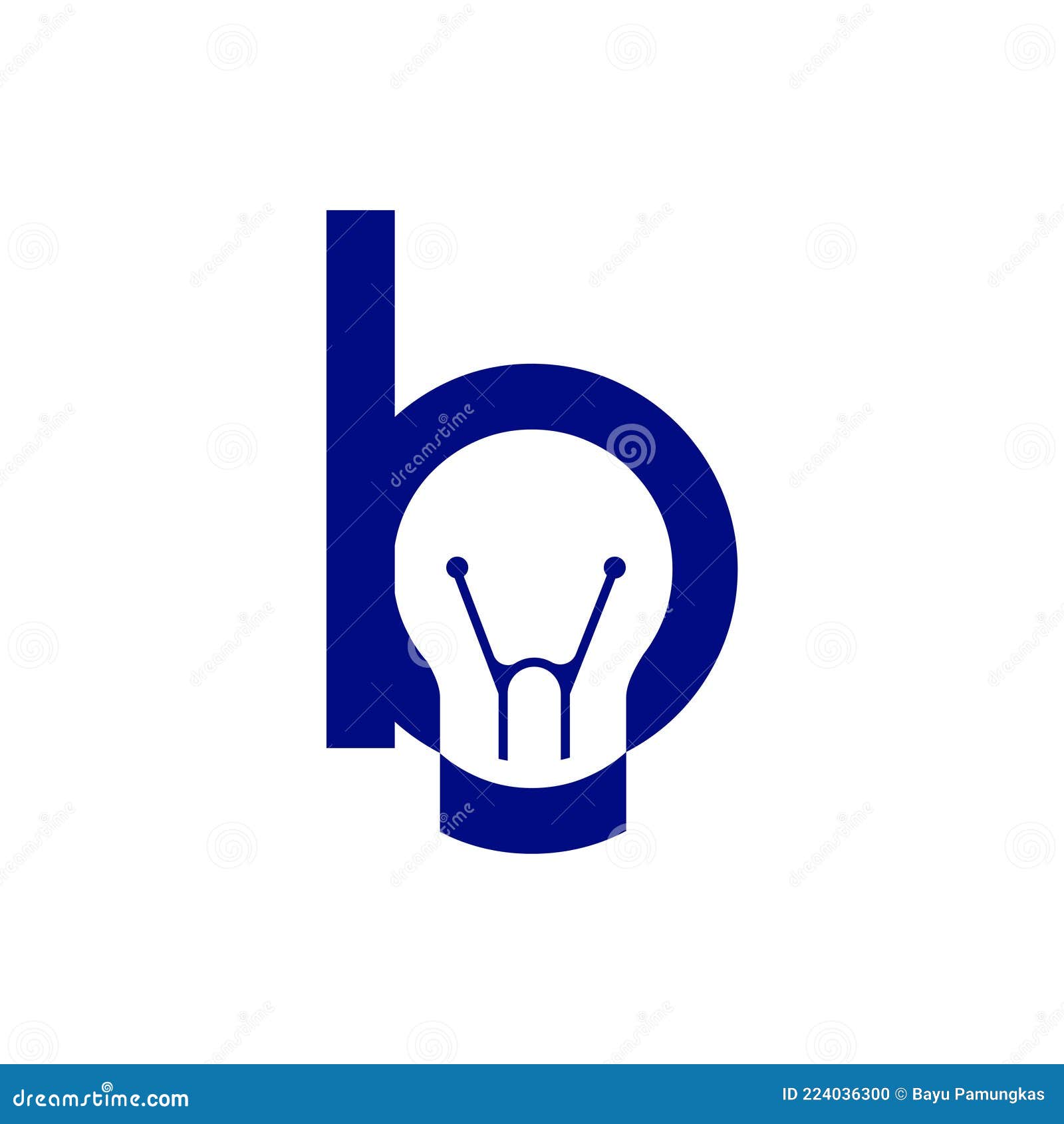 B Letter with Smart Bulb Logo Vector Element. Letter with Negative ...