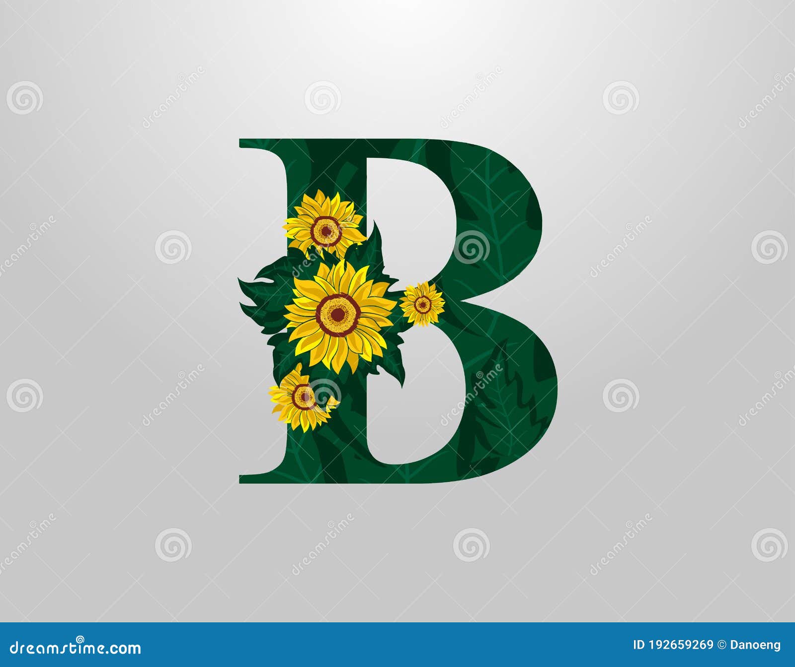 B Letter with Sunflower Vector Design. Flower B Logo Icon Stock Vector ...