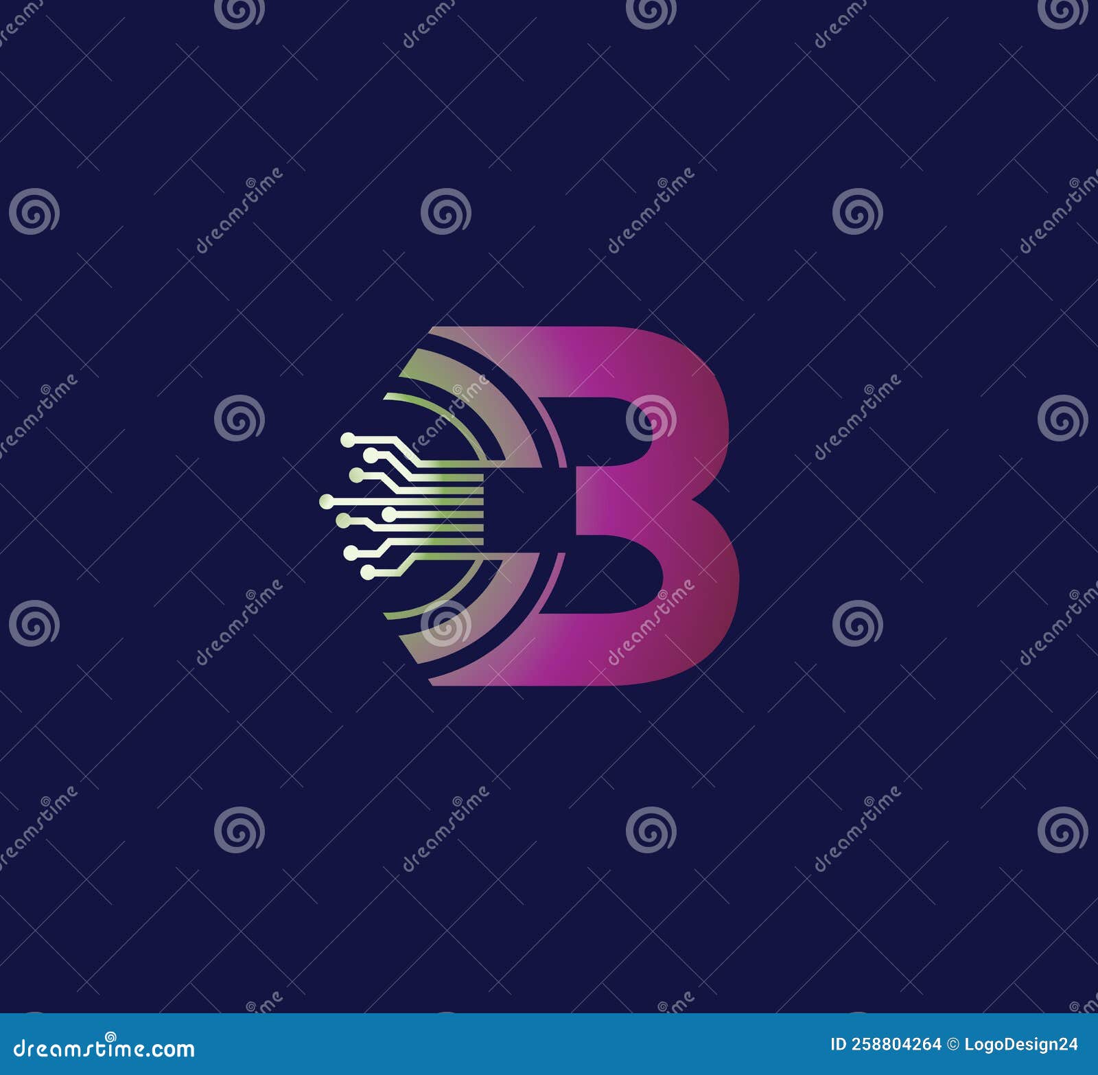 B Letter Technology Logo Design. with Communication Service. Modern ...
