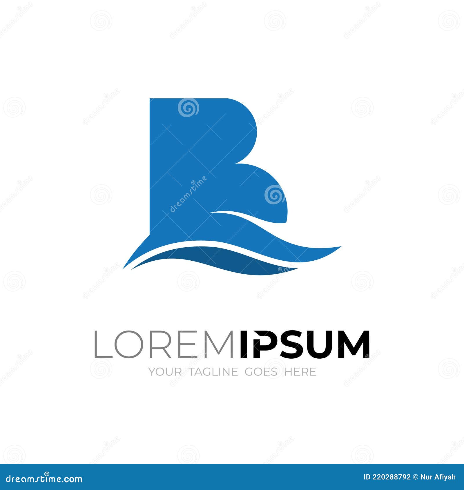 B Logo and Wave Design Illustration, Blue Color Stock Vector ...