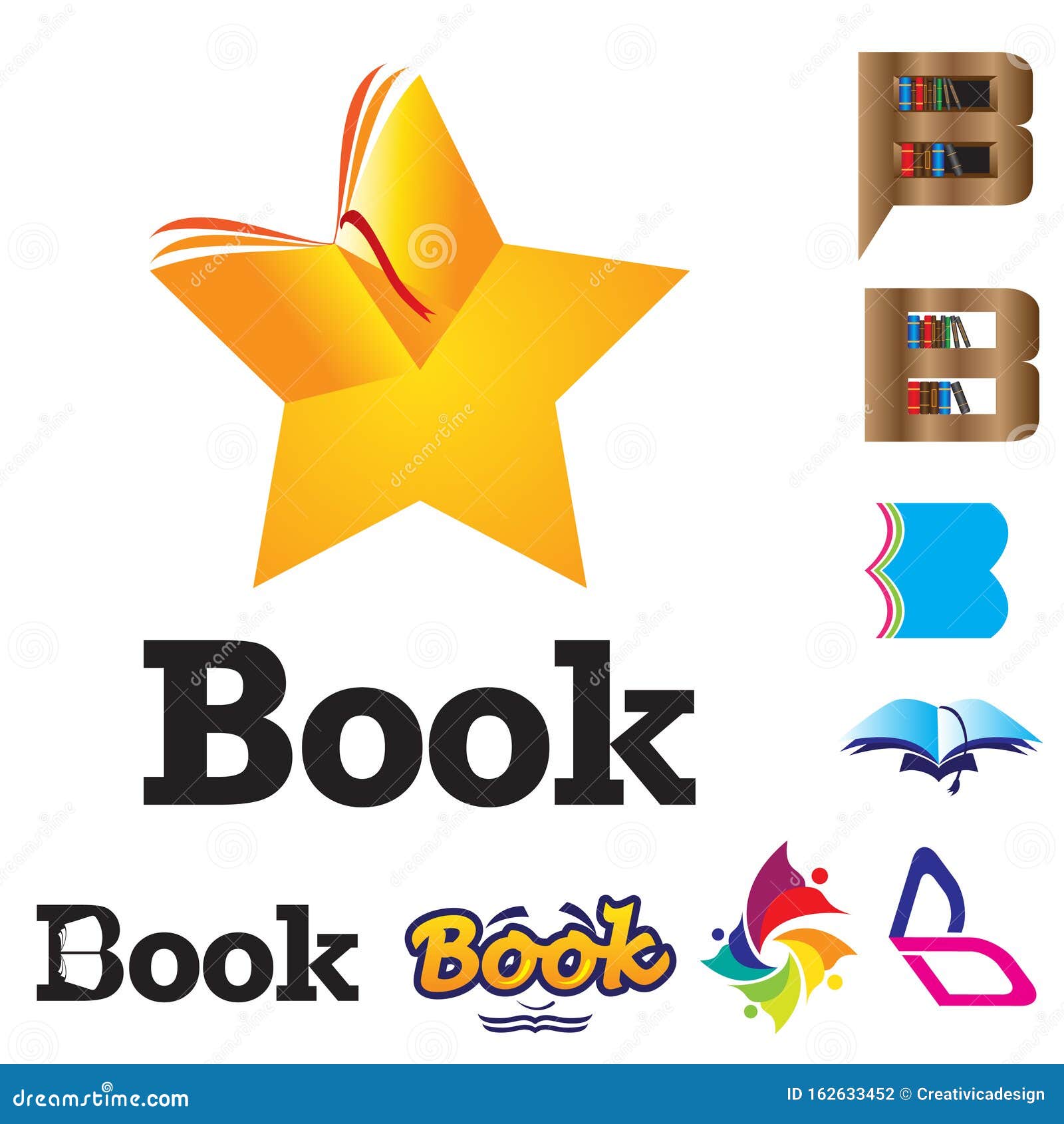 B Logos and Icons, Book Theme Set. Vector Stock Vector - Illustration ...