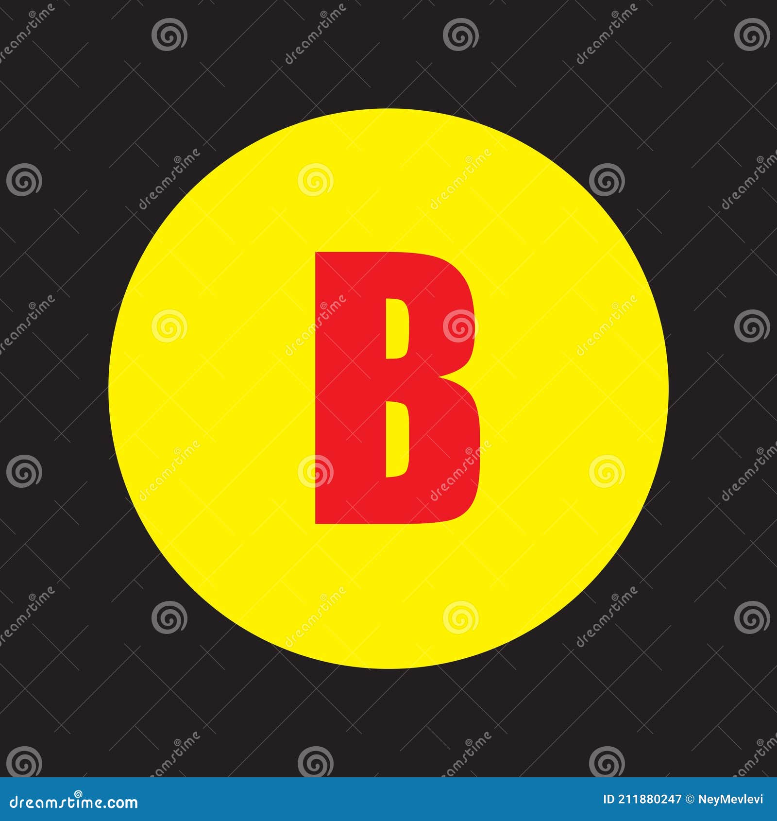 Letter B with Red Impact Font in Yellow Circle Stock Vector ...