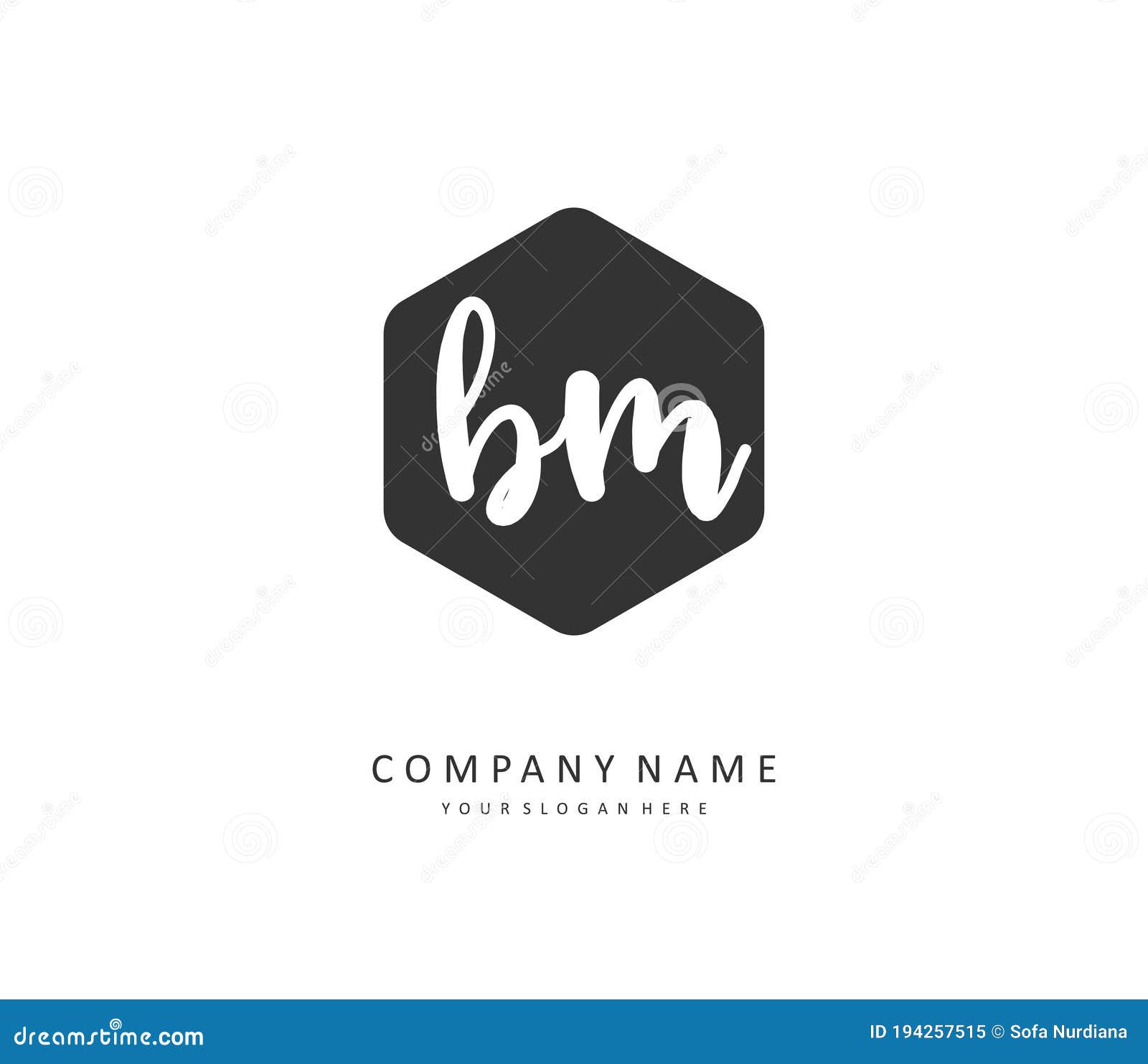 B M BM Initial Letter Handwriting and Signature Logo. a Concept ...