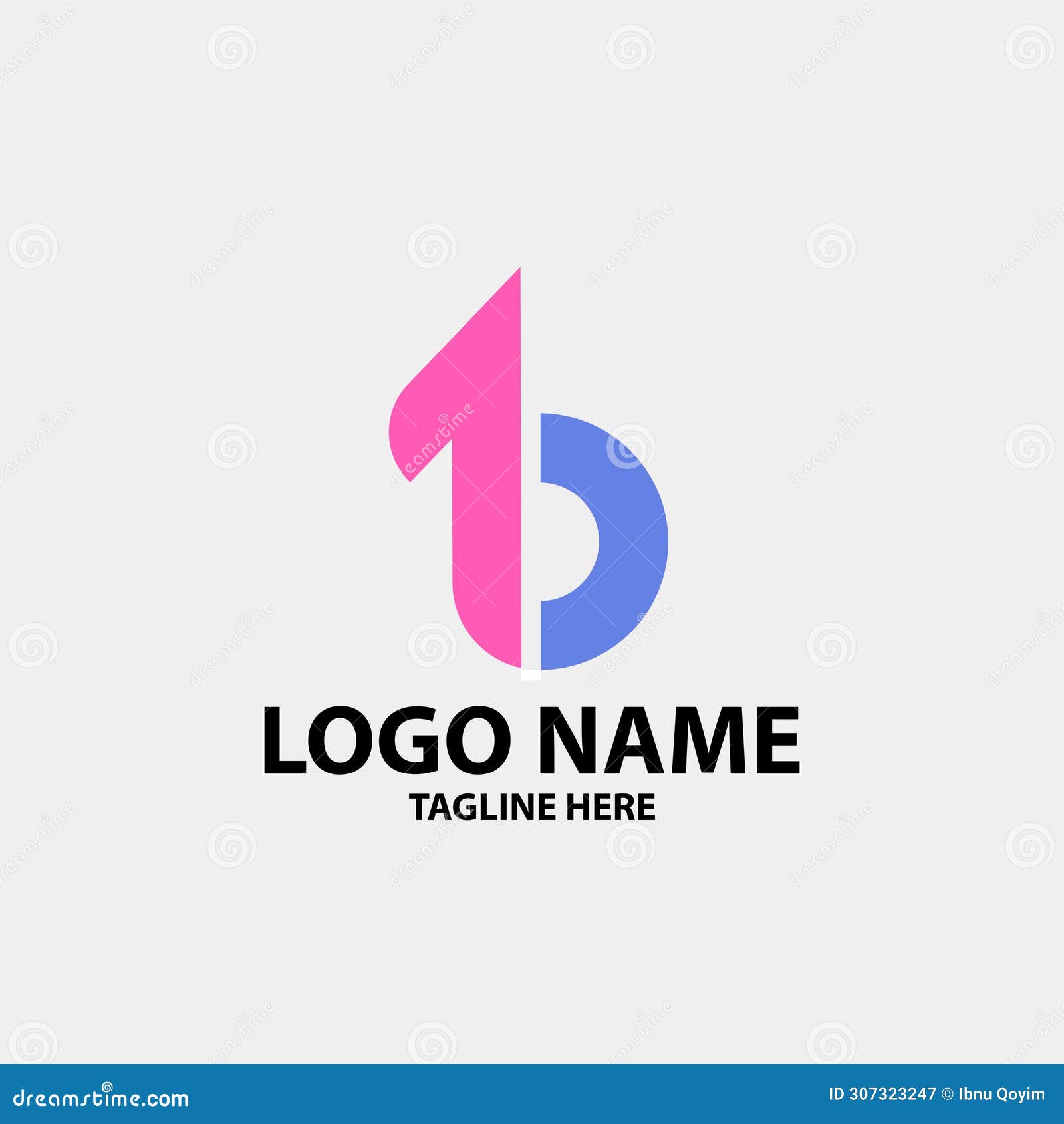 1b Negative Space Logo Design Vector Stock Vector - Illustration of ...