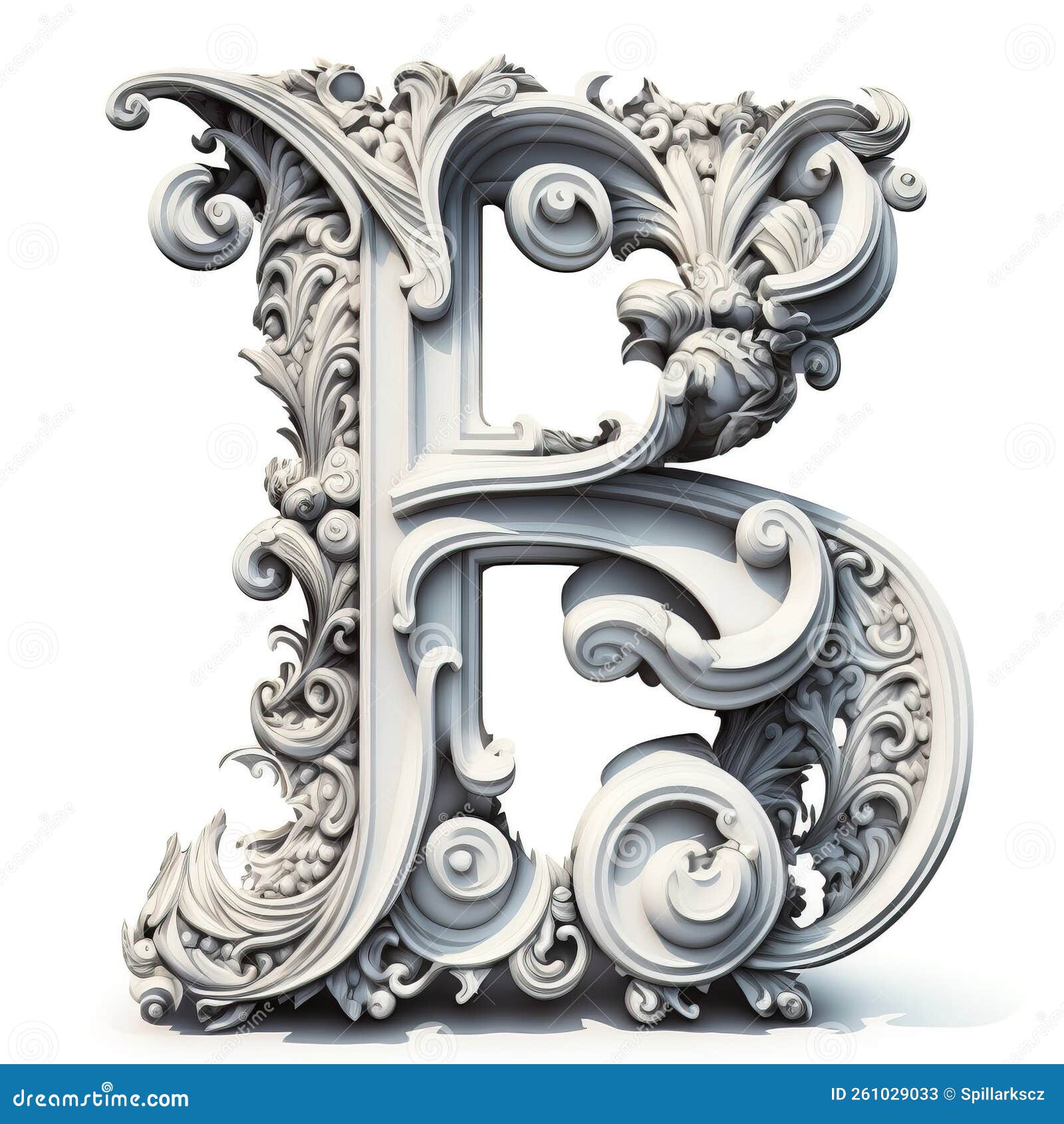 B Ornate Baroque Font 3d Illustration Stock Illustration - Illustration ...