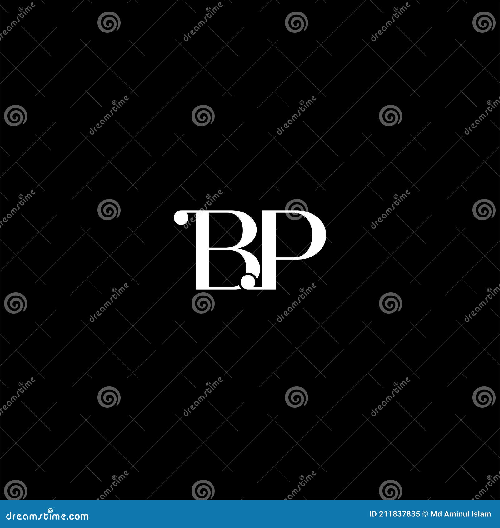 B P Letter Logo Creative Design on Black Color Background Stock ...