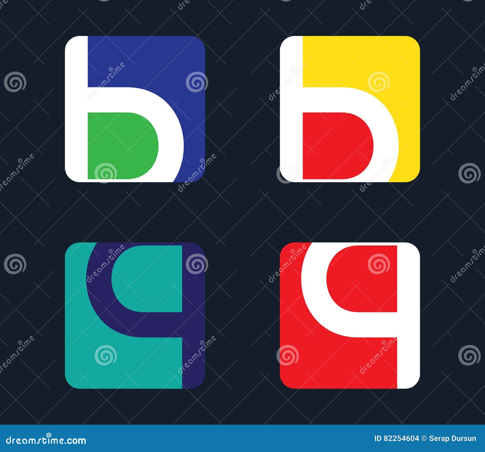 B and Q Icon Set stock illustration. Illustration of geometry - 82254604