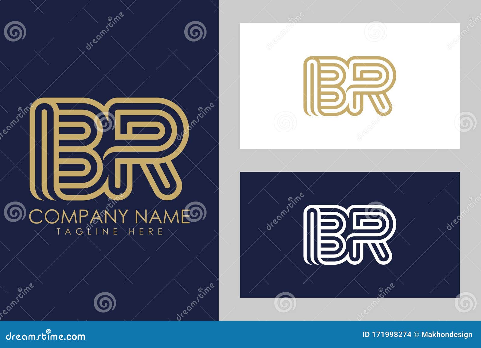 B and R Combination Lines Letter Logo. Creative Line Letters Design ...