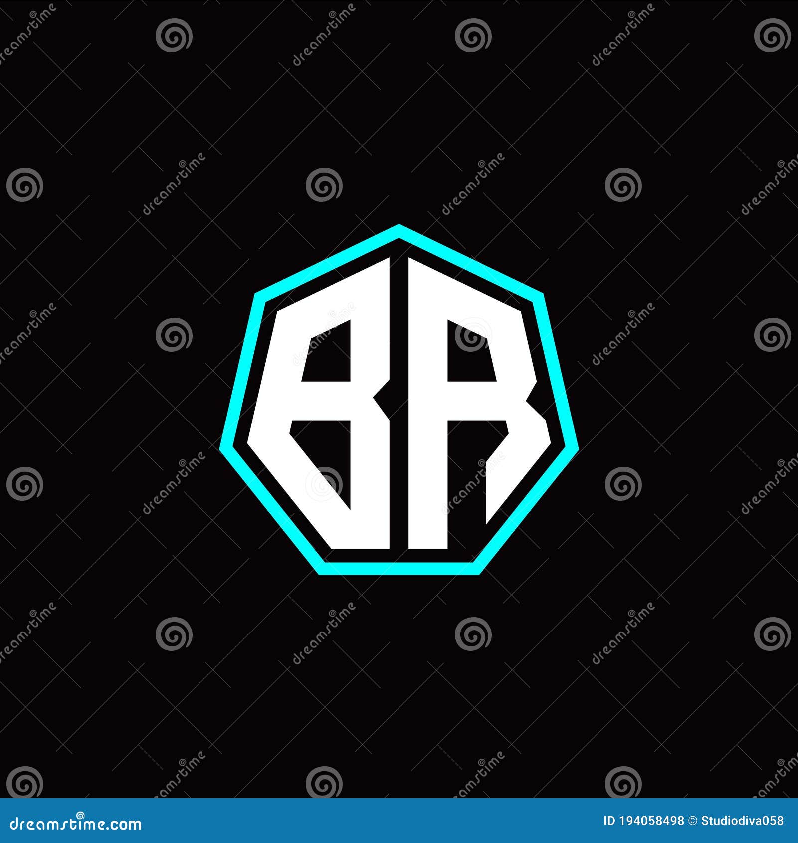 B R Initials Modern Polygon Logo Template Stock Vector - Illustration ...