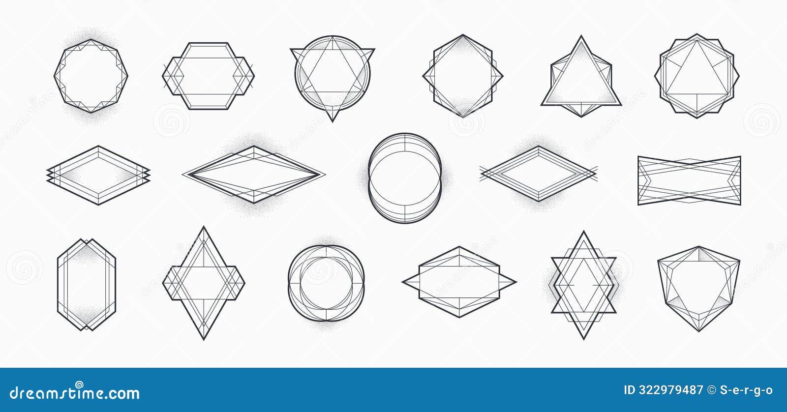 Set of Geometric Line Frames with Stippled Gradient. Stock Vector ...