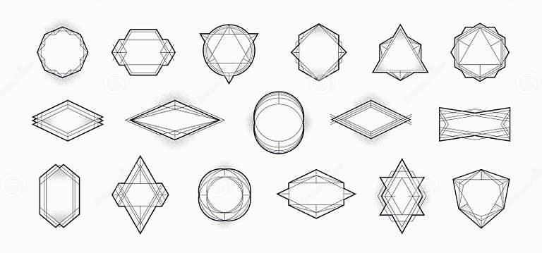 Set of Geometric Line Frames with Stippled Gradient. Stock Vector ...