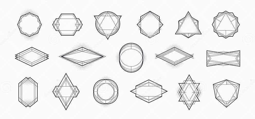 Set of Geometric Line Frames with Stippled Gradient. Stock Vector ...