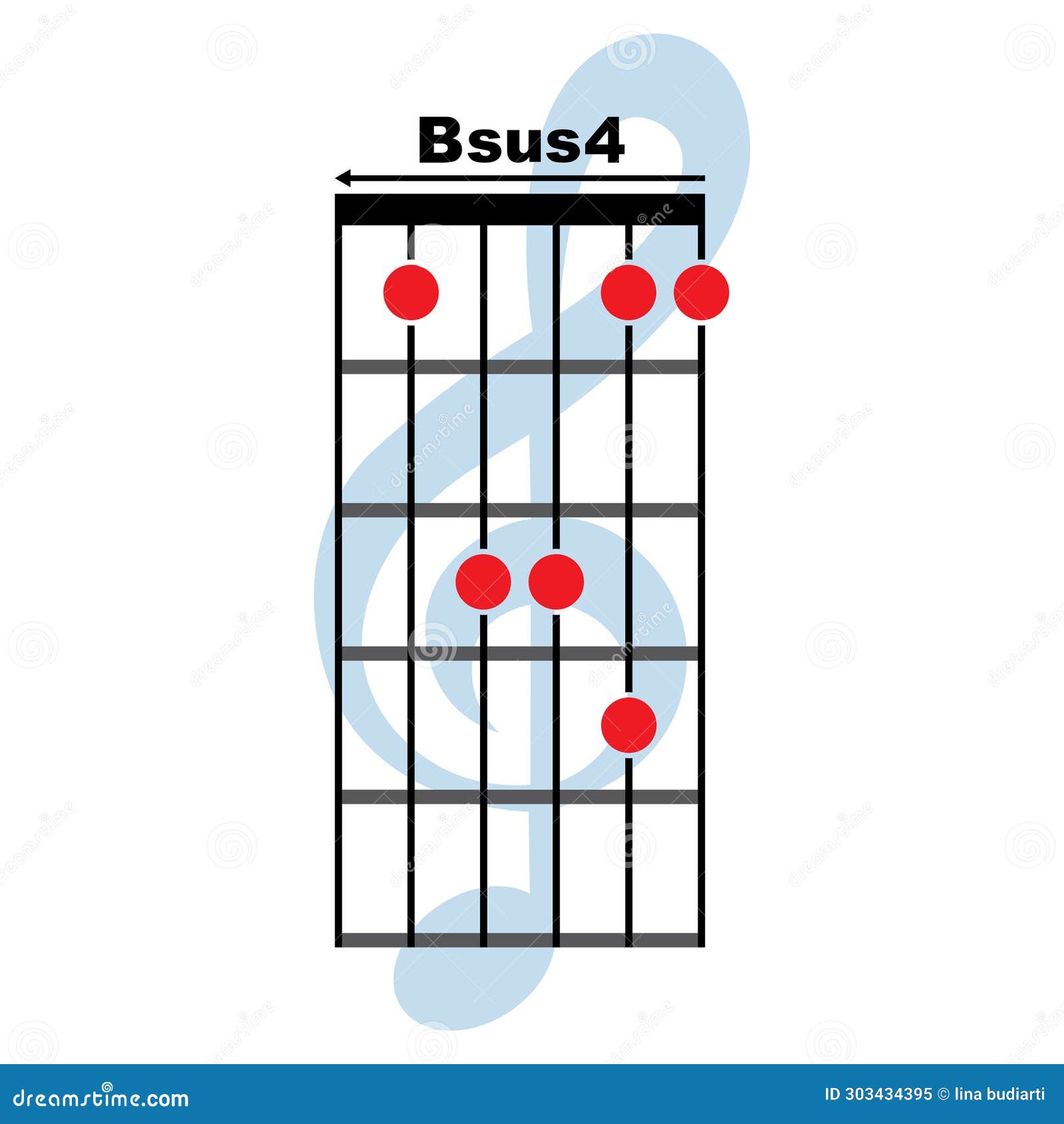 B sus4 guitar chord icon stock vector. Illustration of element - 303434395