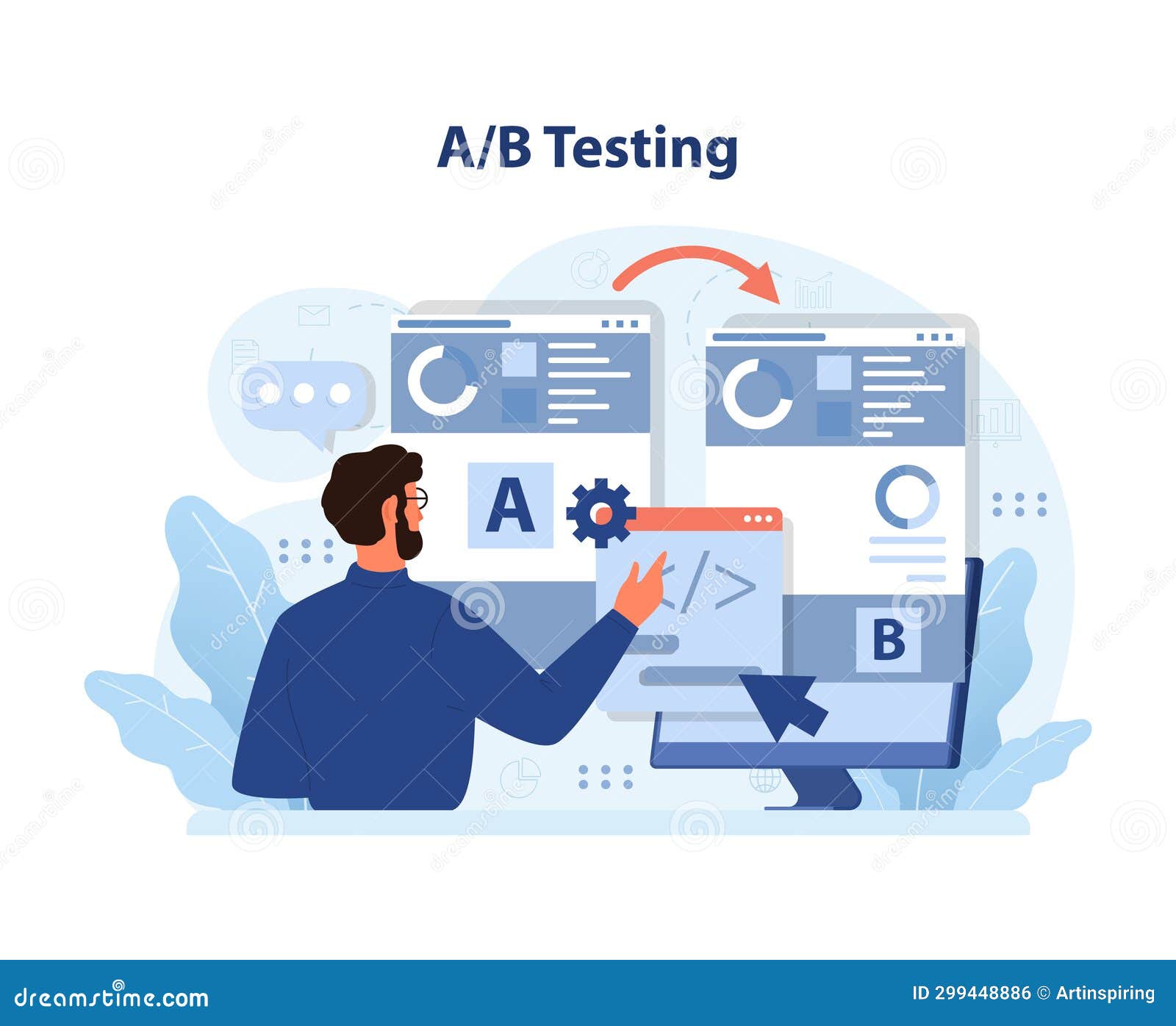 A B Testing Concept. Flat Vector Illustration Stock Illustration ...