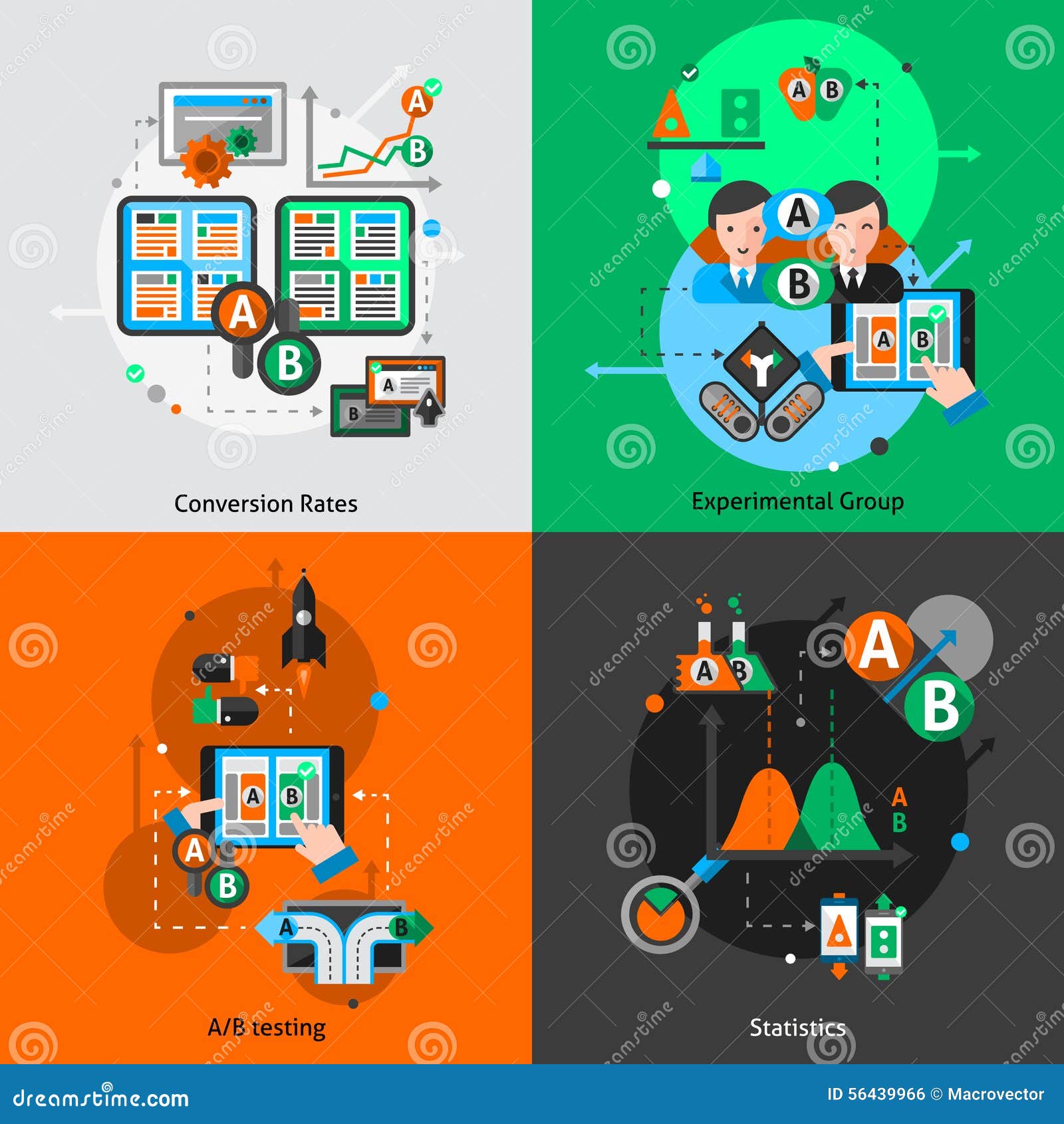 A-b Testing Icons Set stock vector. Illustration of convertion - 56439966