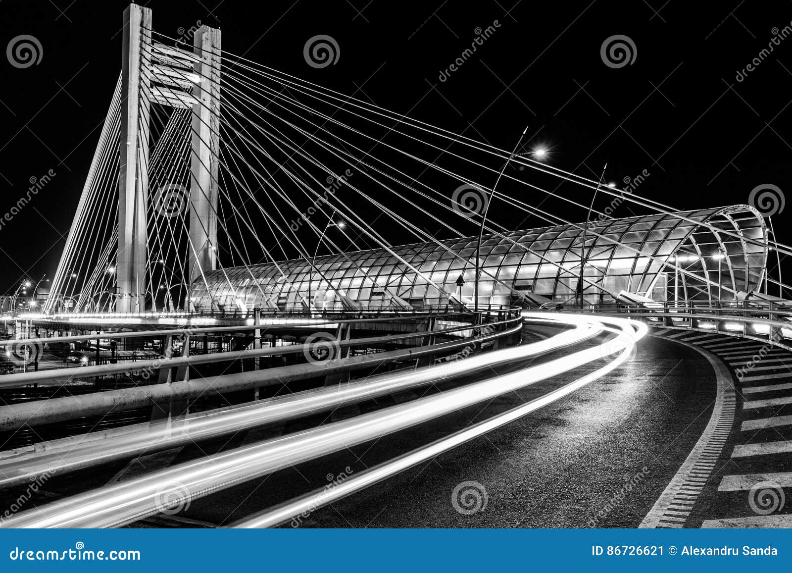 B&W Bridge - Basarab Overpass at Night Stock Image - Image of basarab ...