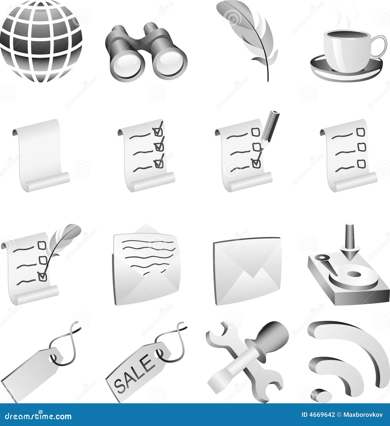 B&w icon set. editorial photography. Illustration of glass - 4669642