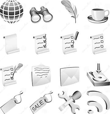 B&w icon set. editorial photography. Illustration of glass - 4669642