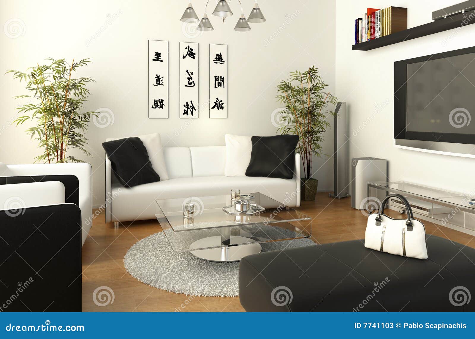 B&W living room stock illustration. Illustration of simplicity - 7741103