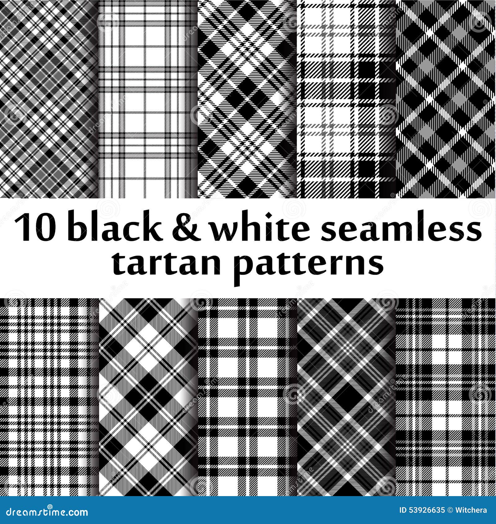 10 B&w Seamless Tartan Patterns Stock Vector - Illustration of fashion ...