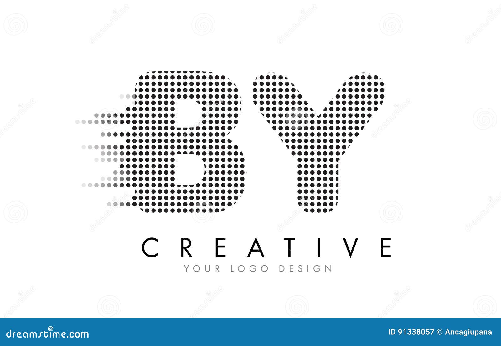 By B Y Letter Logo with Black Dots and Trails. Stock Vector ...