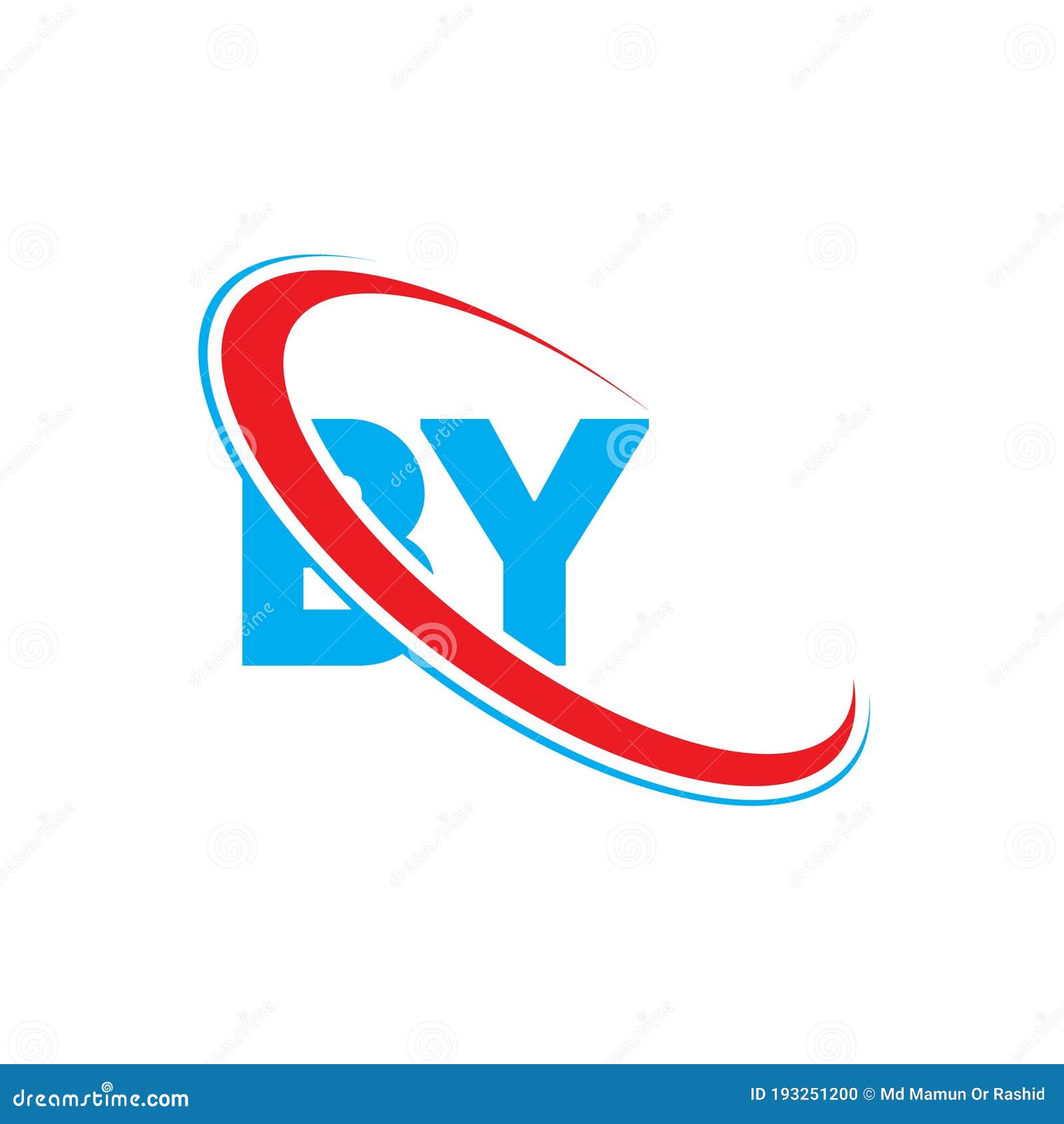 By B Y Letter Logo Design. Initial Letter by Linked Circle Upercase ...