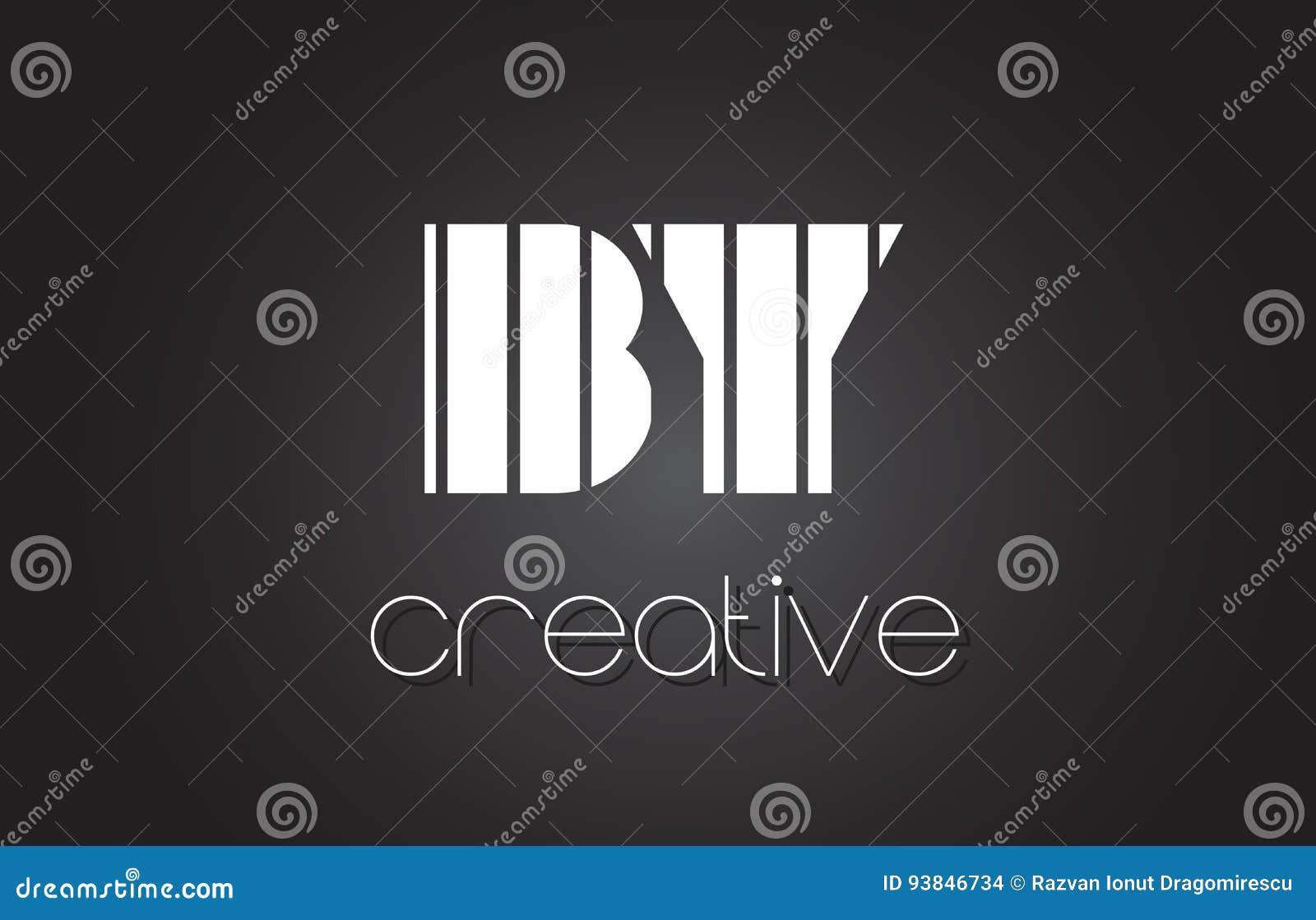 By B Y Letter Logo Design with White and Black Lines. Stock Vector ...