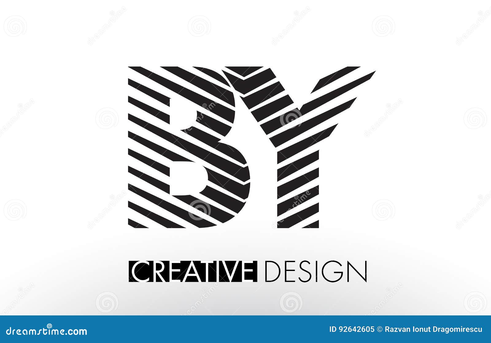 By B Y Lines Letter Design with Creative Elegant Zebra Stock Vector ...