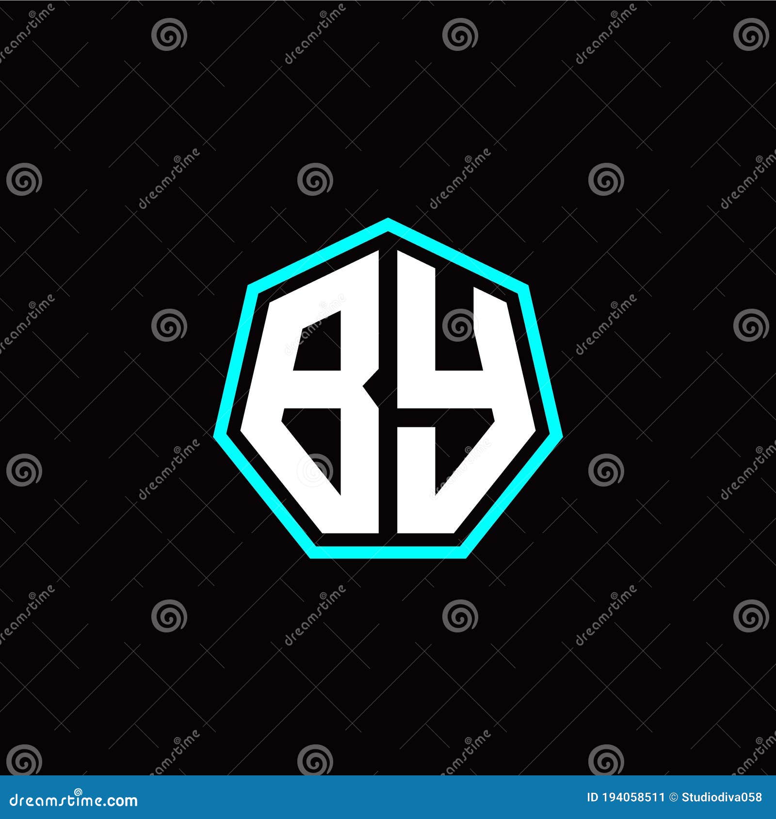 B Y Initials Modern Polygon Logo Template Stock Vector - Illustration ...