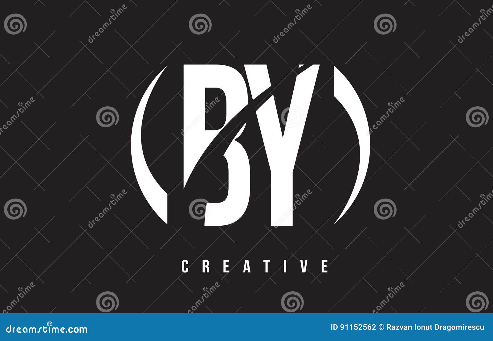 By B Y White Letter Logo Design with Black Background. Stock Vector ...