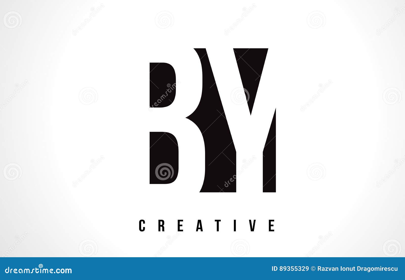 By B Y White Letter Logo Design with Black Square. Stock Vector ...