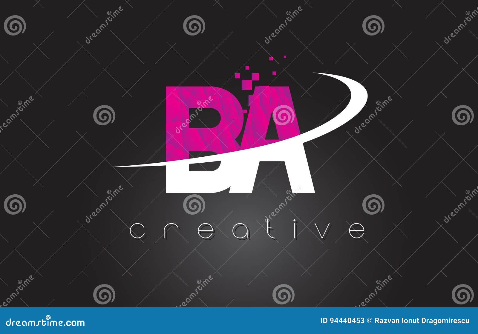 BA B a Creative Letters Design with White Pink Colors Stock Vector ...