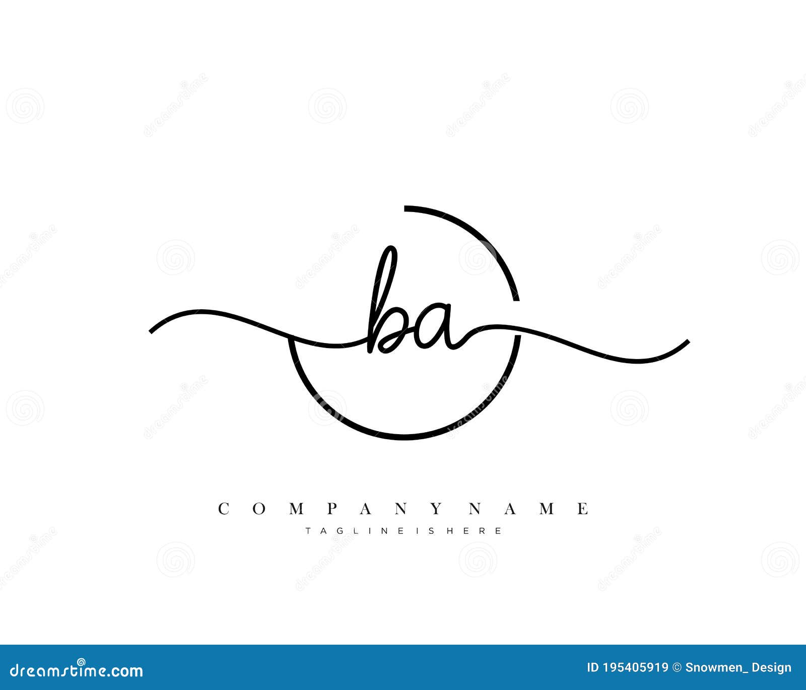 BA Initial Handwriting Minimalist Geometric Logo Template Vector Stock ...