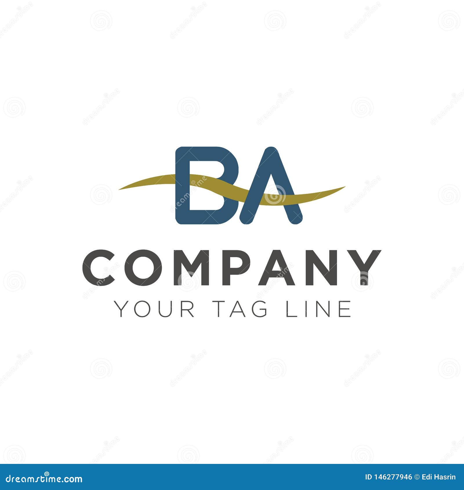 BA Letter Logo Template with Wave Elements Stock Vector - Illustration ...