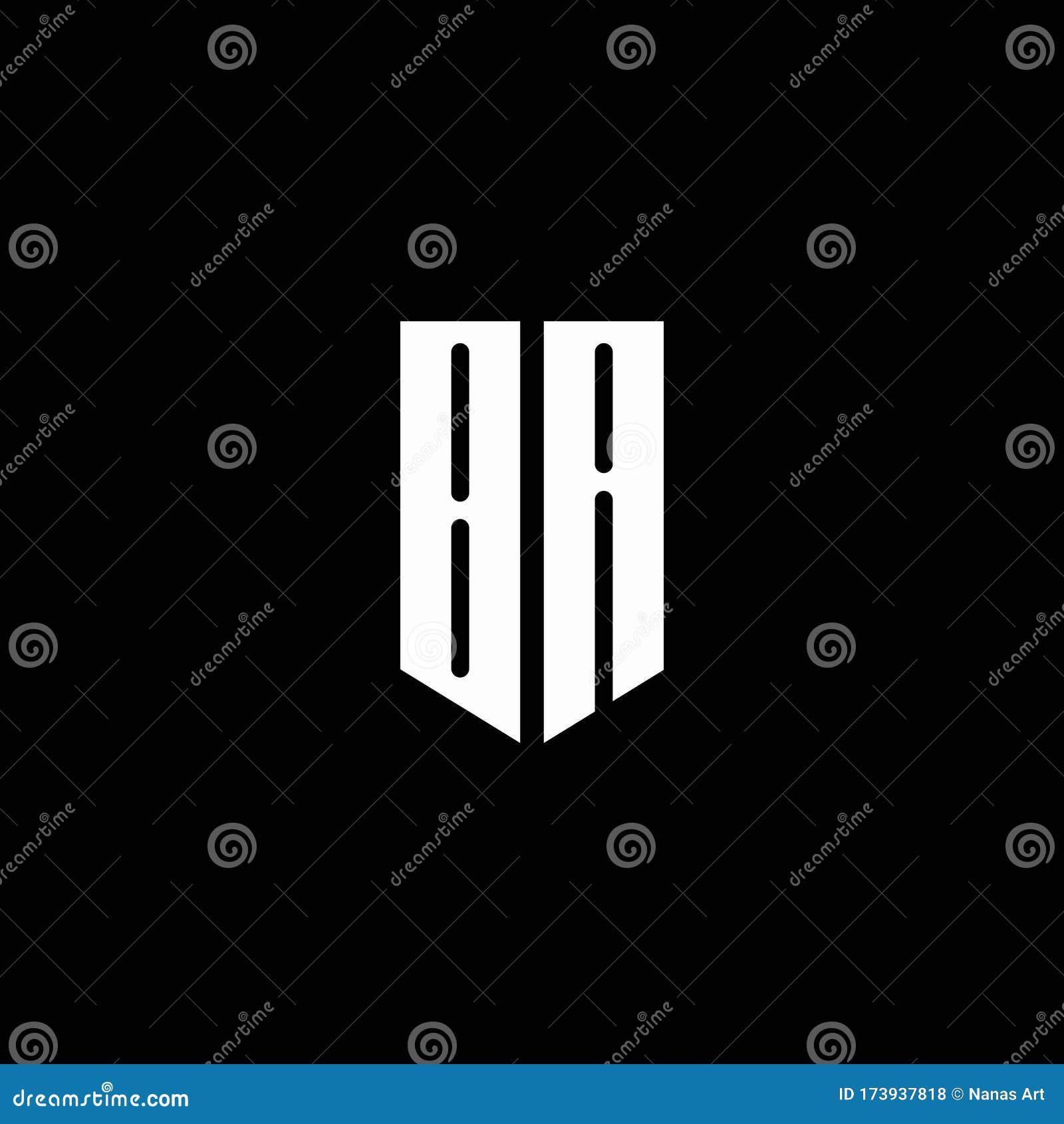 BA Logo Monogram with Emblem Style Isolated on Black Background Stock ...