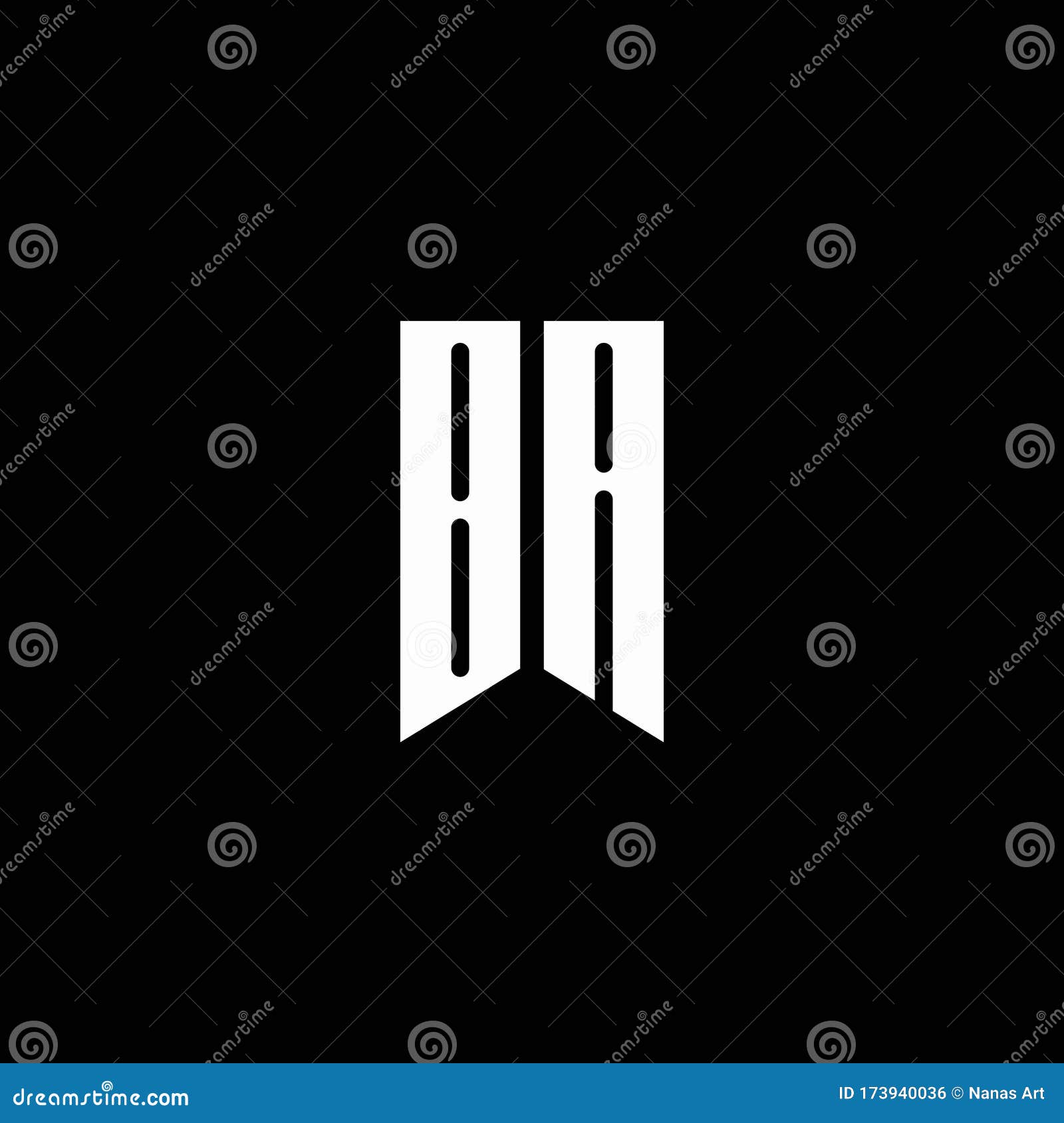 BA Logo Monogram with Emblem Style Isolated on Black Background Stock ...