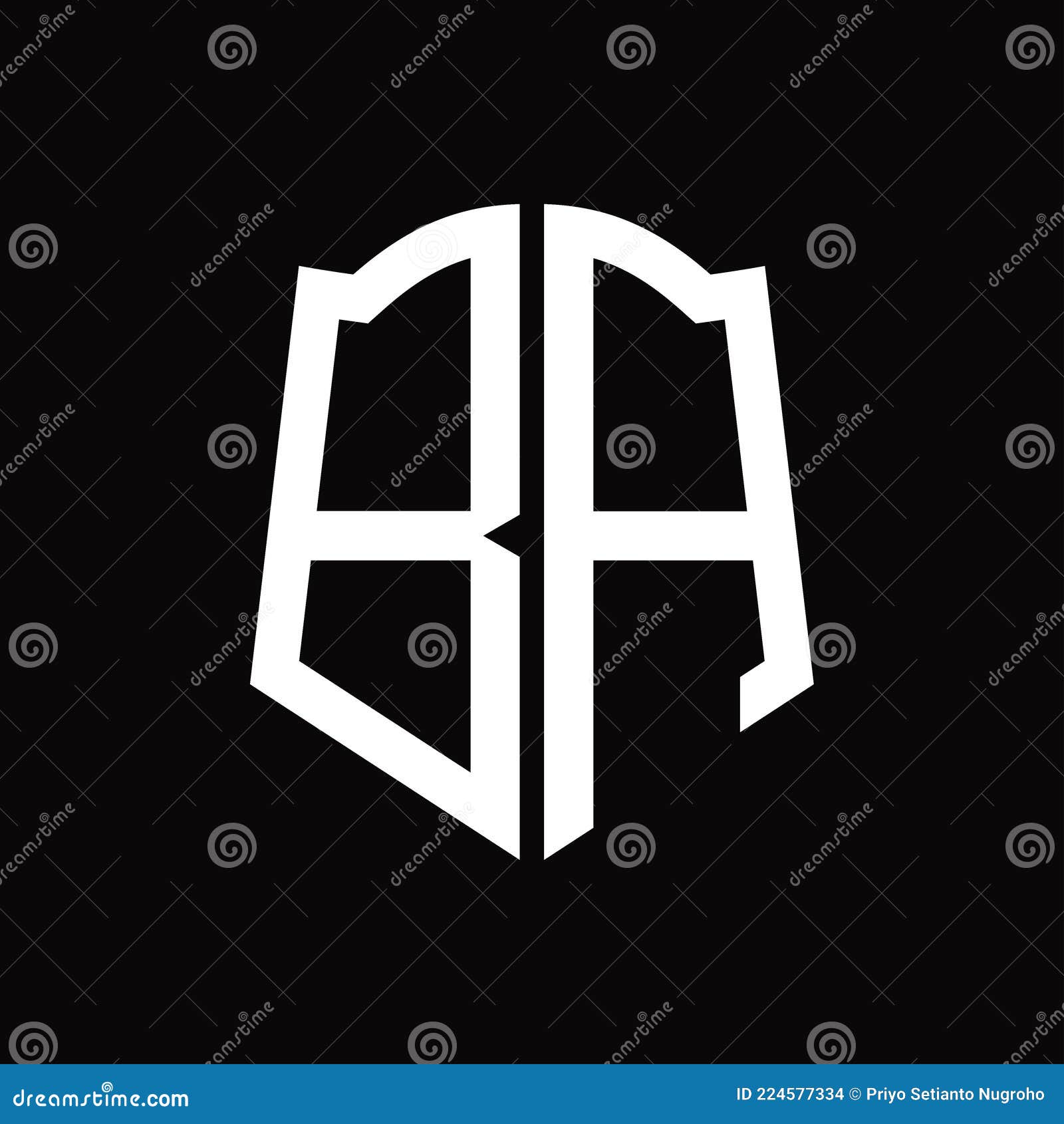 BA Logo Monogram with Shield Shape Ribbon Design Template Stock Vector ...