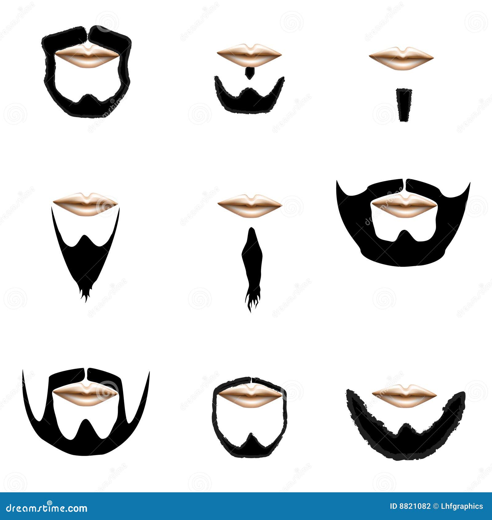 Baard En Gezichtshaarstijlen in Vectorsilhouet Vector Illustratie ...
