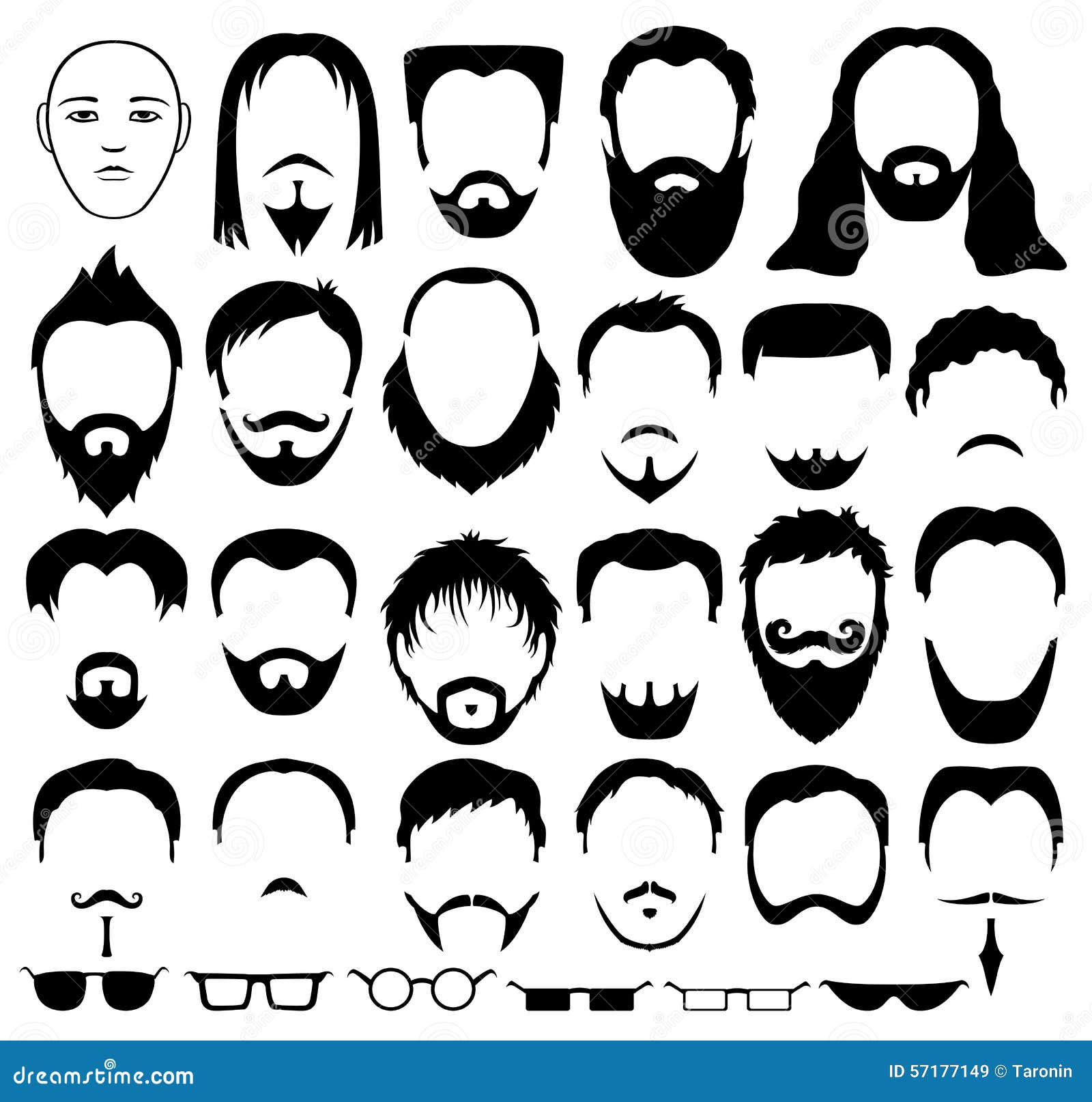 Baard, haar en glazen vector illustratie. Illustration of decoratie ...