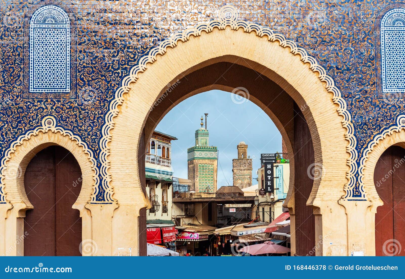 Bab Bou Jeloud Gate the Blue Gate, Fez, Morocco Stock Photo - Image of ...