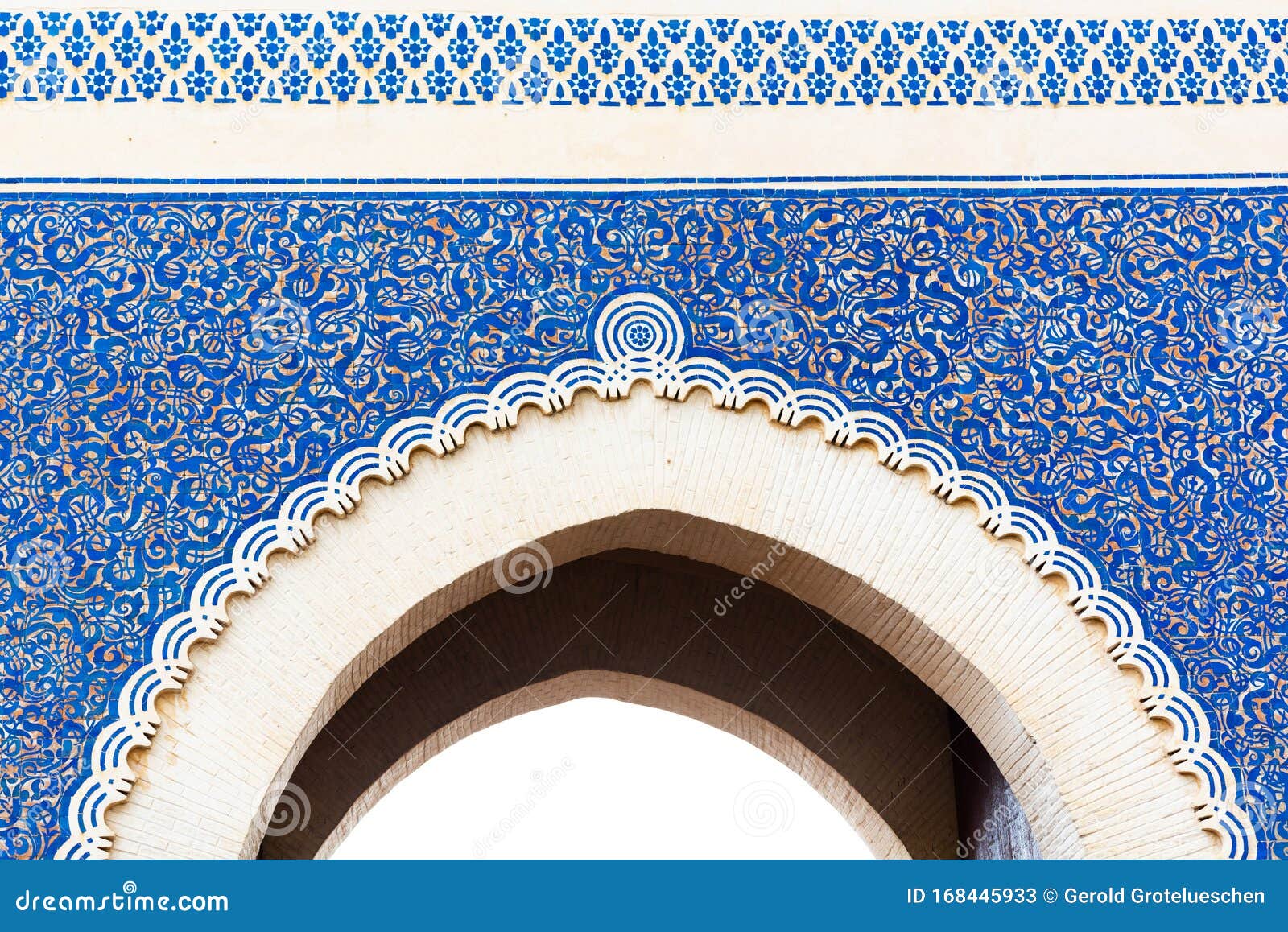 Bab Bou Jeloud Gate the Blue Gate, Fez, Morocco. Close-up Stock Image ...