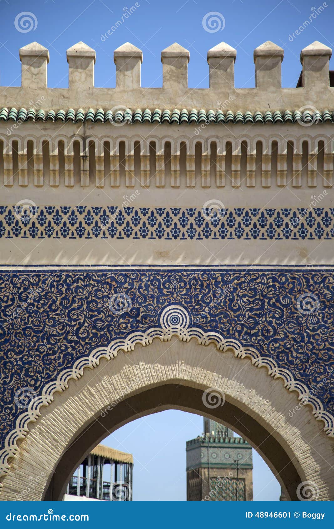 Bab Bou Jeloud Gate (Blue Gate) in Fez, Morocco Stock Image - Image of ...