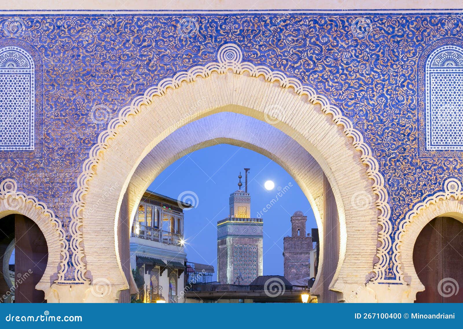 Bab Bou Jeloud Gate the Blue Gate Located at Fez, Morocco at Sunset ...