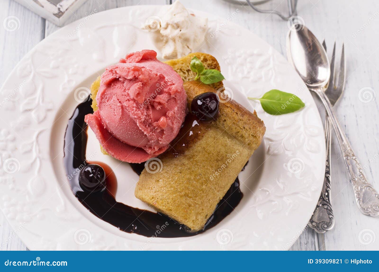 Baba Au Rhum with Ice Cream Stock Image - Image of home, french: 39309821