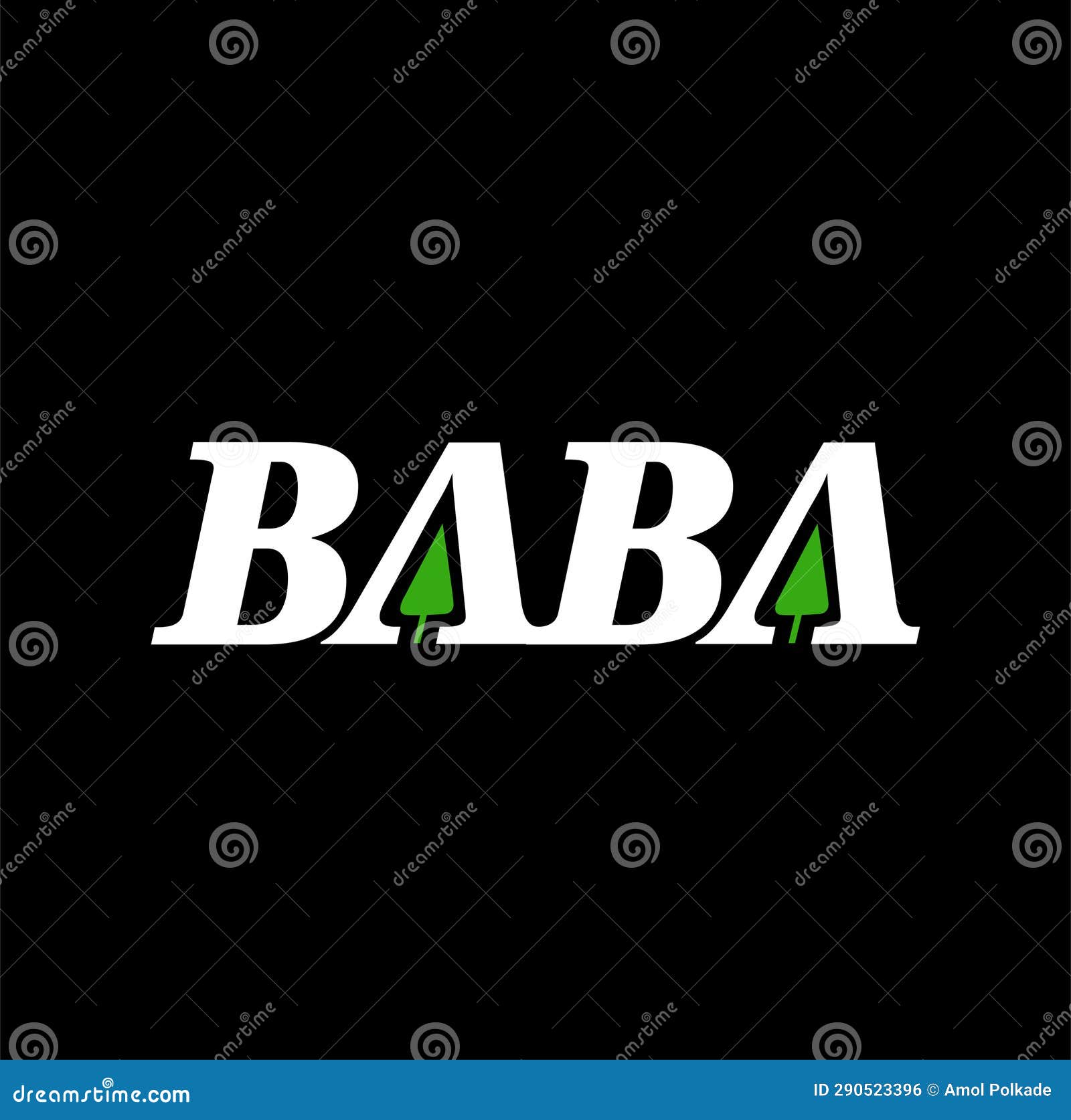 BABA Brand Name with Go Green Them Stock Illustration - Illustration of ...