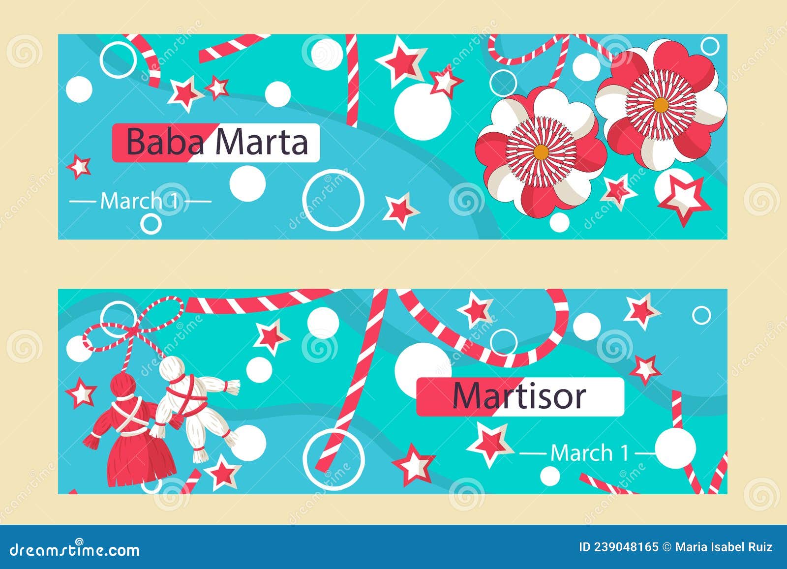 Invitation Cards on the Festivity of Baba Marta, Martisor Stock Vector ...