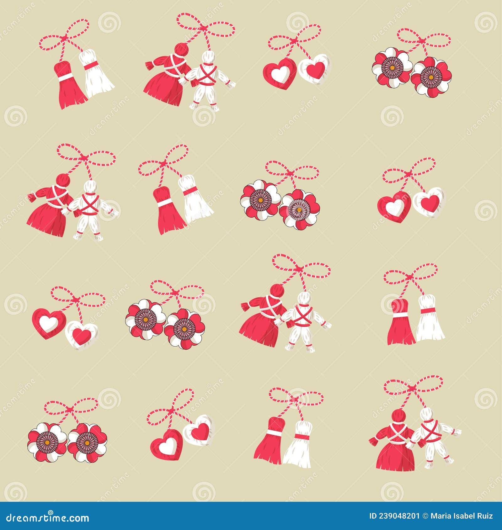 Thematic Pattern of the Bulgarian Holiday Baba Marta, Martisor Stock ...